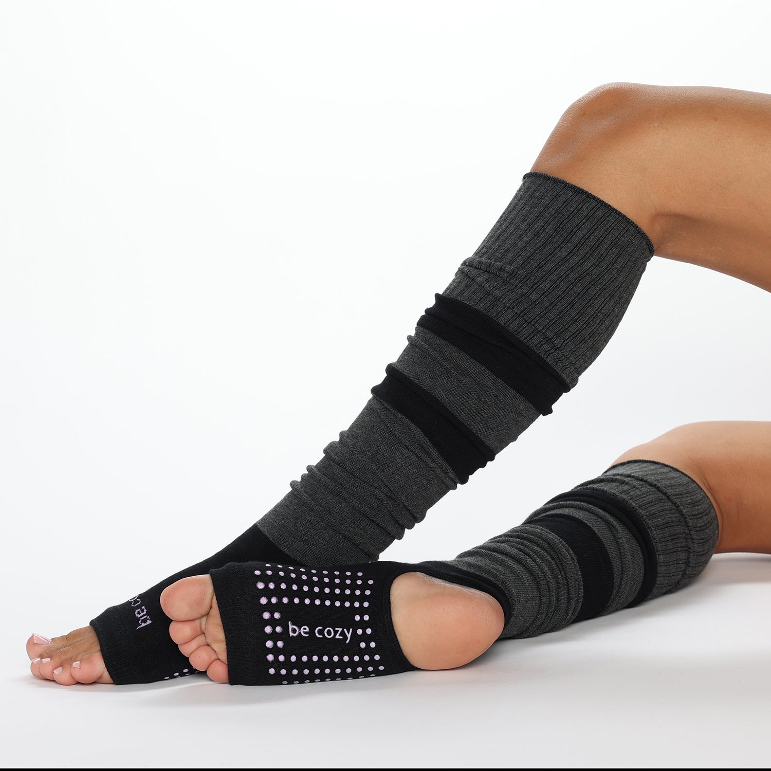 Buy Be Cozy Stirrup Grip Leg Warmers (Space) Black Non-Slip Grip Socks ...